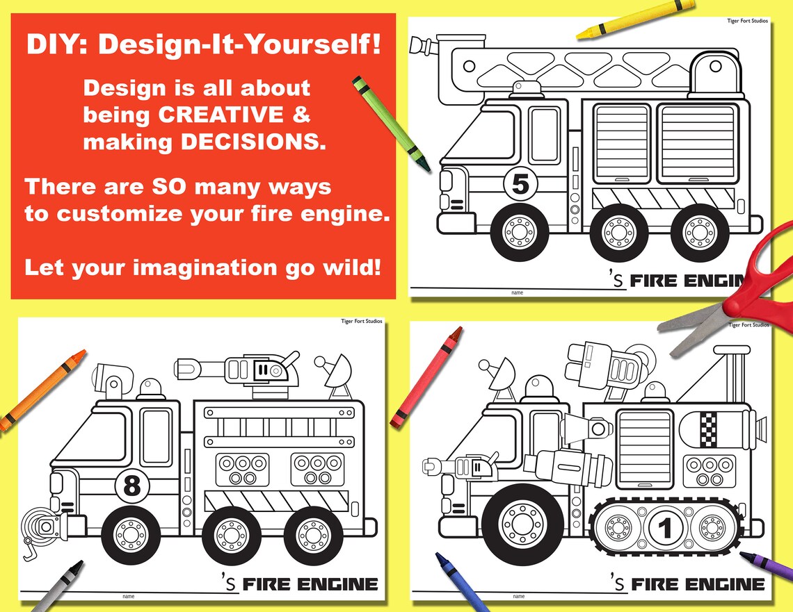 DIY Make a Fire Engine Creativity Kit Fire Engine Craft Fire | Etsy