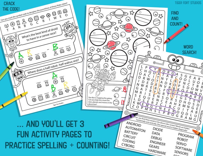 Robot Learning Activity Kit - Instant Download Robot Puzzles, STEM Fun ...