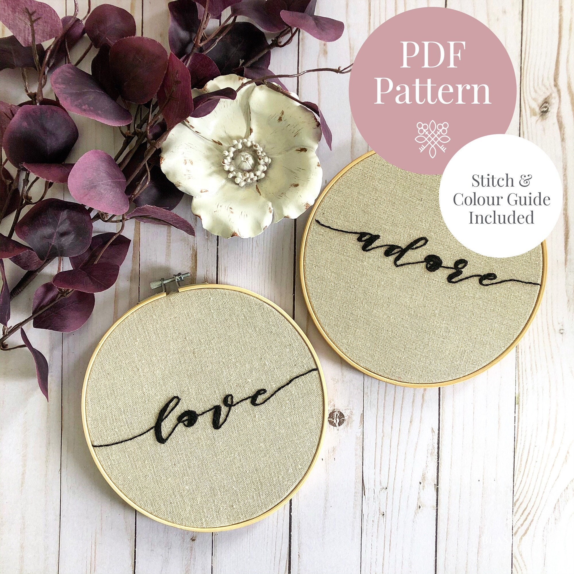 PDF Pattern Love and Adore Set embroidery Design for 8 | Etsy