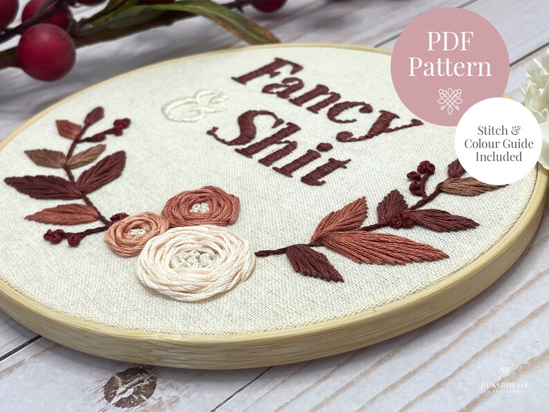 PDF Pattern Fancy & Shit embroidery Design for 8 Hoop. - Etsy