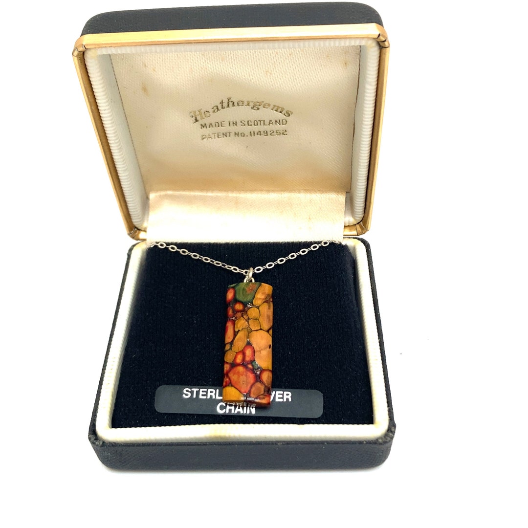 Vintage Scottish Heathergems Pendant Necklace Sterling Silver Chain ...