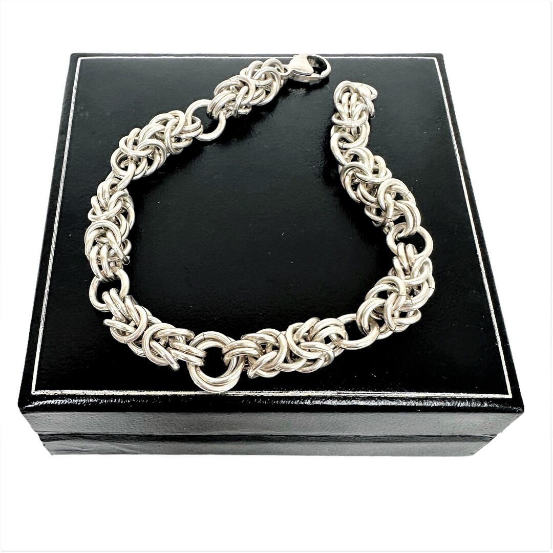Vintage 925 Sterling Silver Byzantine Link Bracelet 7.5 Inches / 19 Cm 26.6 G - Etsy