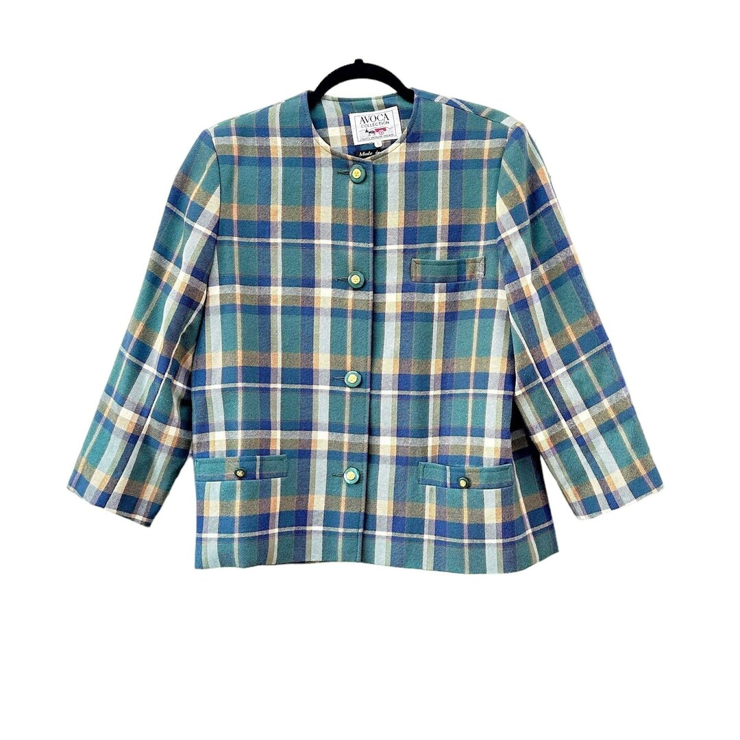 Vintage Avoca Smart Collarless Box Style Jacket 100% Pure New Wool ...