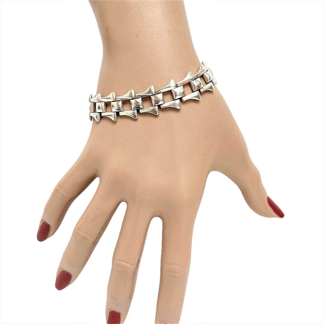 Modernist Sterling Silver Articulated Link Bracelet Malcolm Gray Ortak ...