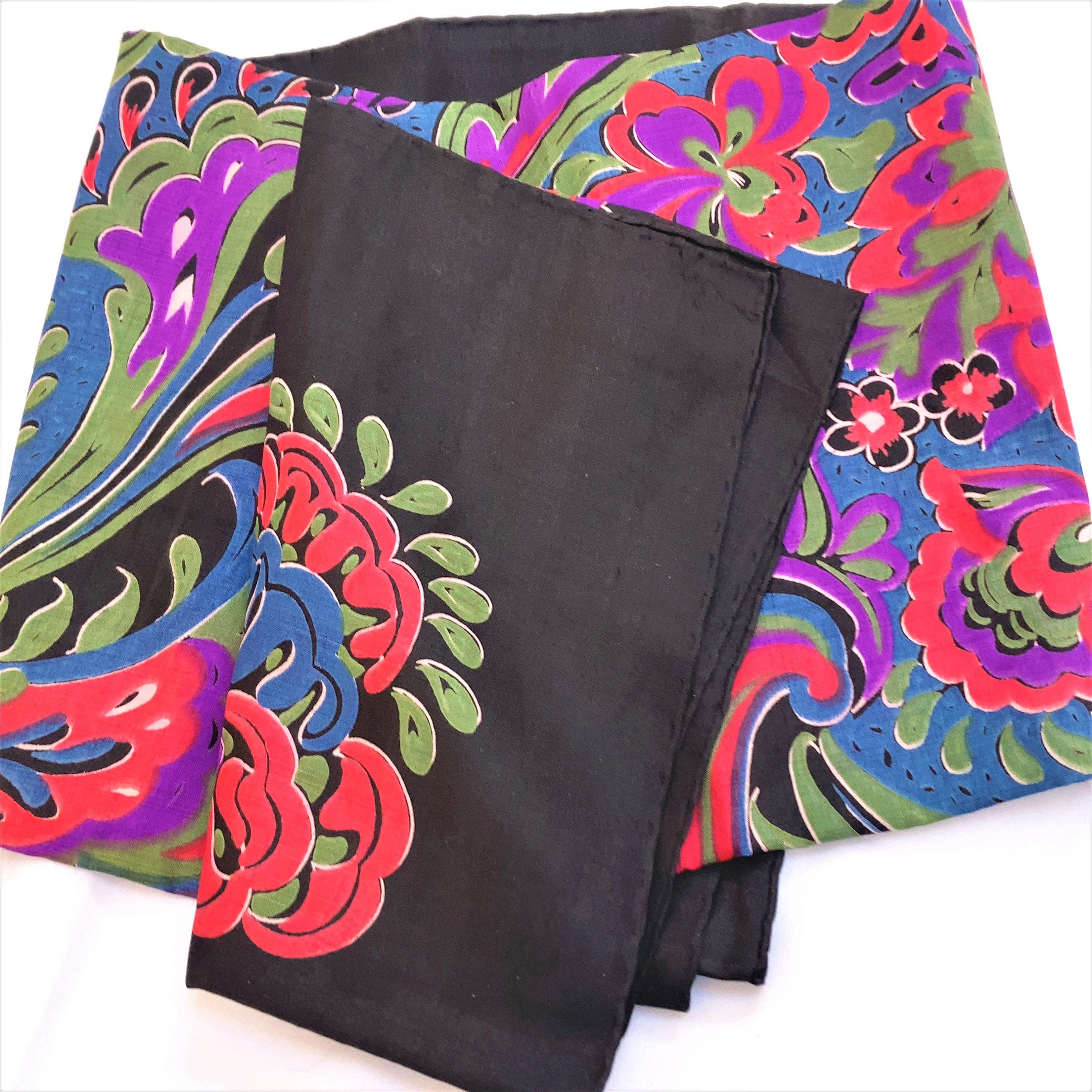 Vintage Large Colourful Thai Silk Scarf Hand Sewn Hems - Etsy