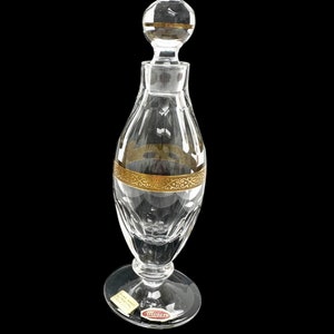MOSER Bohemian Czech Crystal Scent Bottle With Gold Decoration - Lead ...
