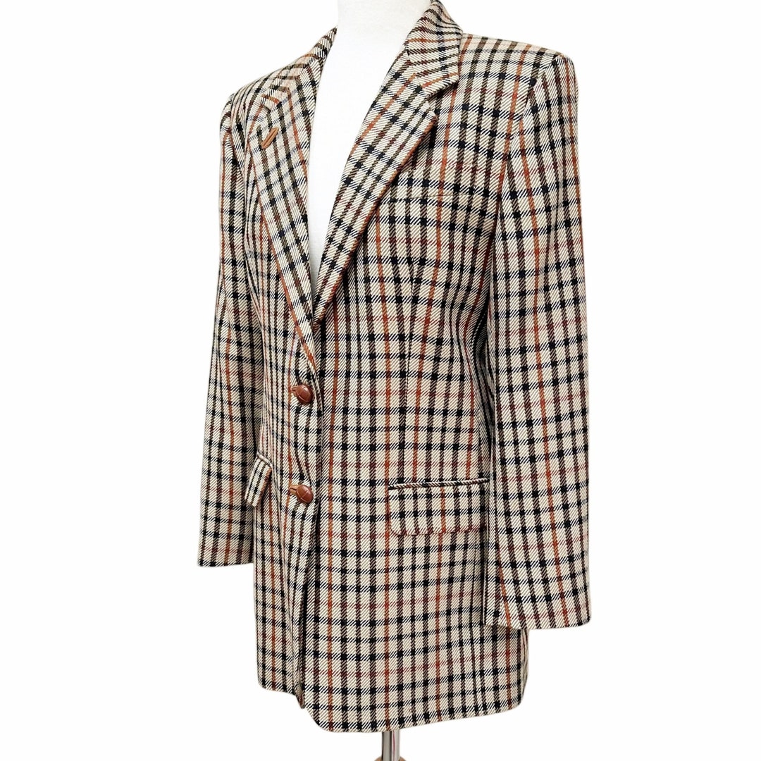 Vintage DAKS Women's Signature House Check Blazer Jacket Size 12 UK 100% Wool Made in Great ...