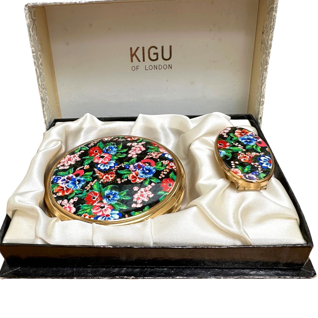 Vintage KIGU Boxed Vanity Set - Powder Convertible Compact and Lipstick ...