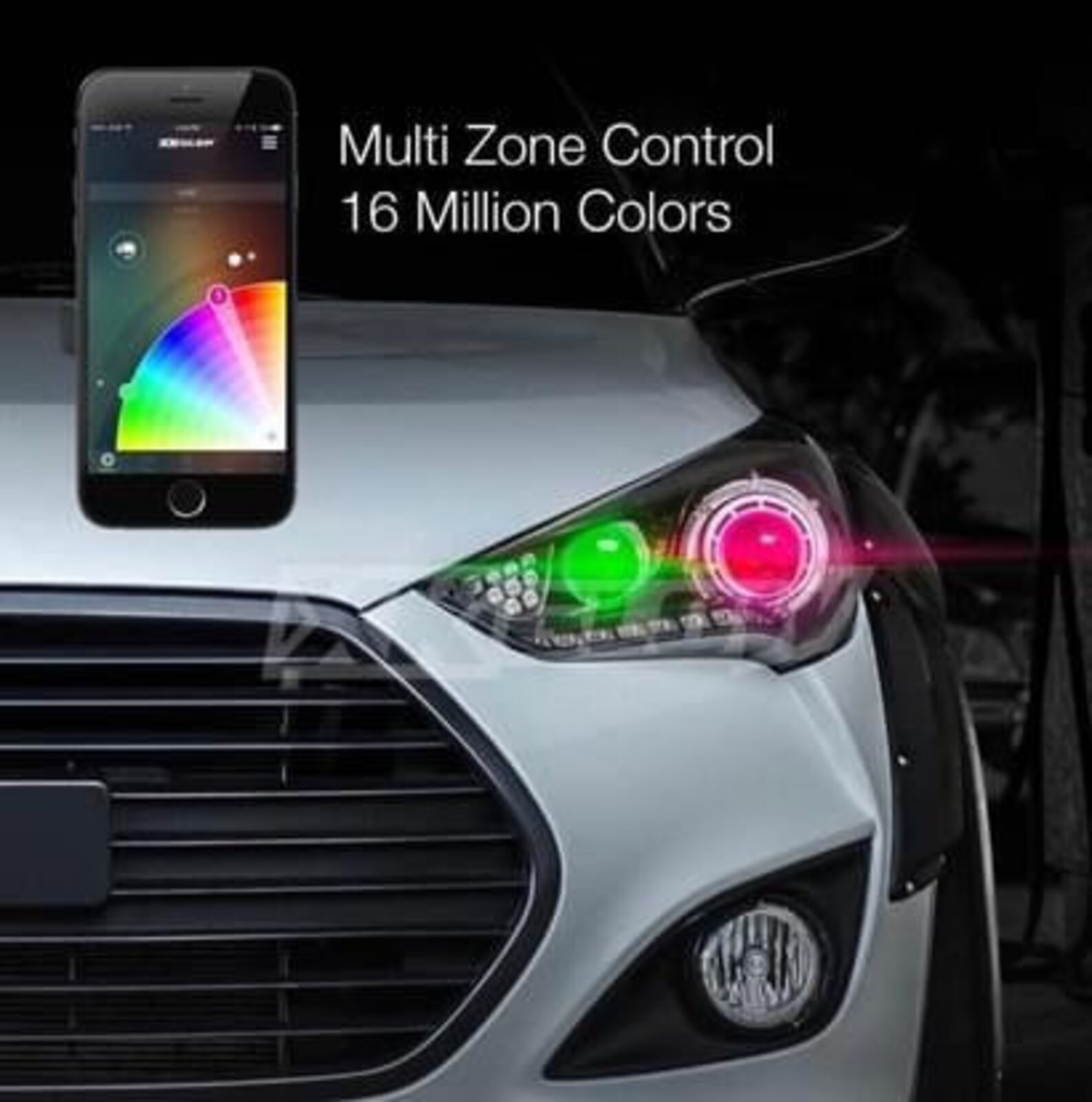Car LED RGB Headlight Bluetooth APP Control Drive Fog Lamp - Etsy Australia