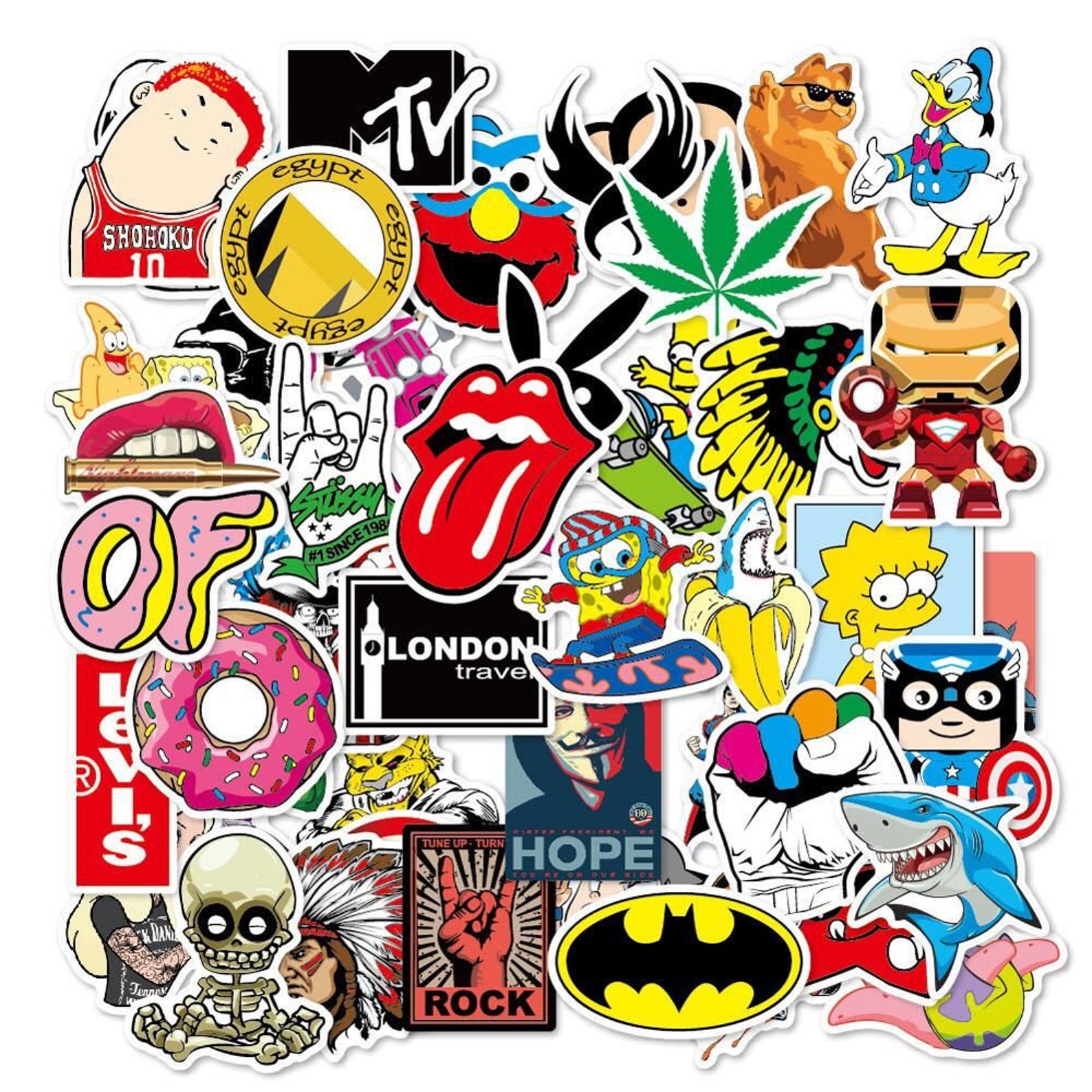 300 PCS Cool Brand Stickers Bulk Vinyl Waterproof Laptop Water Bottles ...