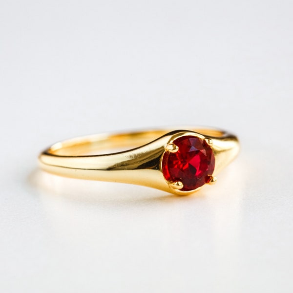 Ruby Red Pinky Ring - Etsy