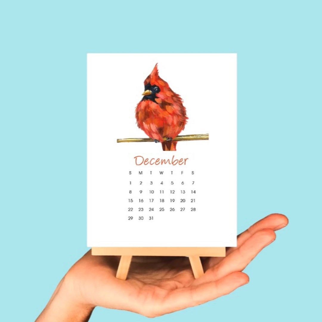Songbird Desktop Calendar 2026 - Bird Lover Mini Desk Calendar for Home ...
