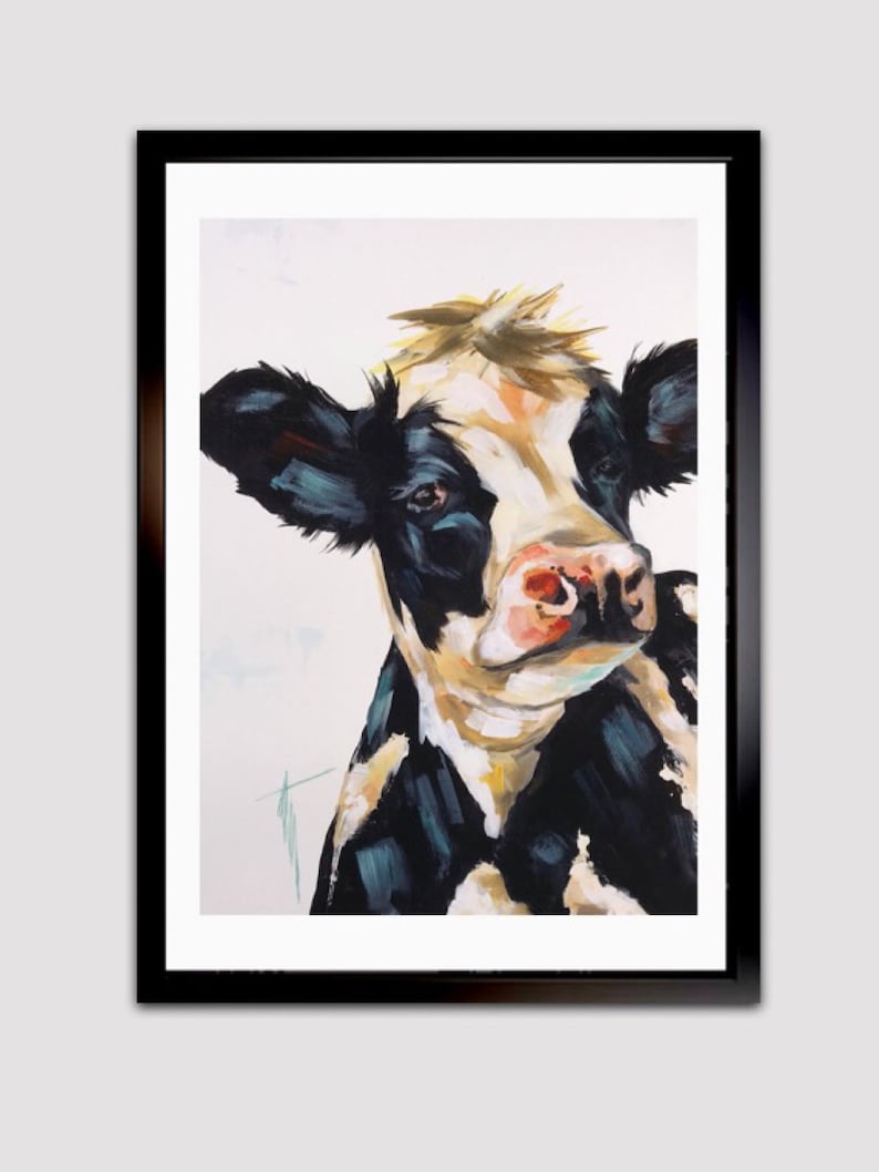 Cow Picture Cow Art Print Holstein Cow Art Farmhouse Wall | Etsy