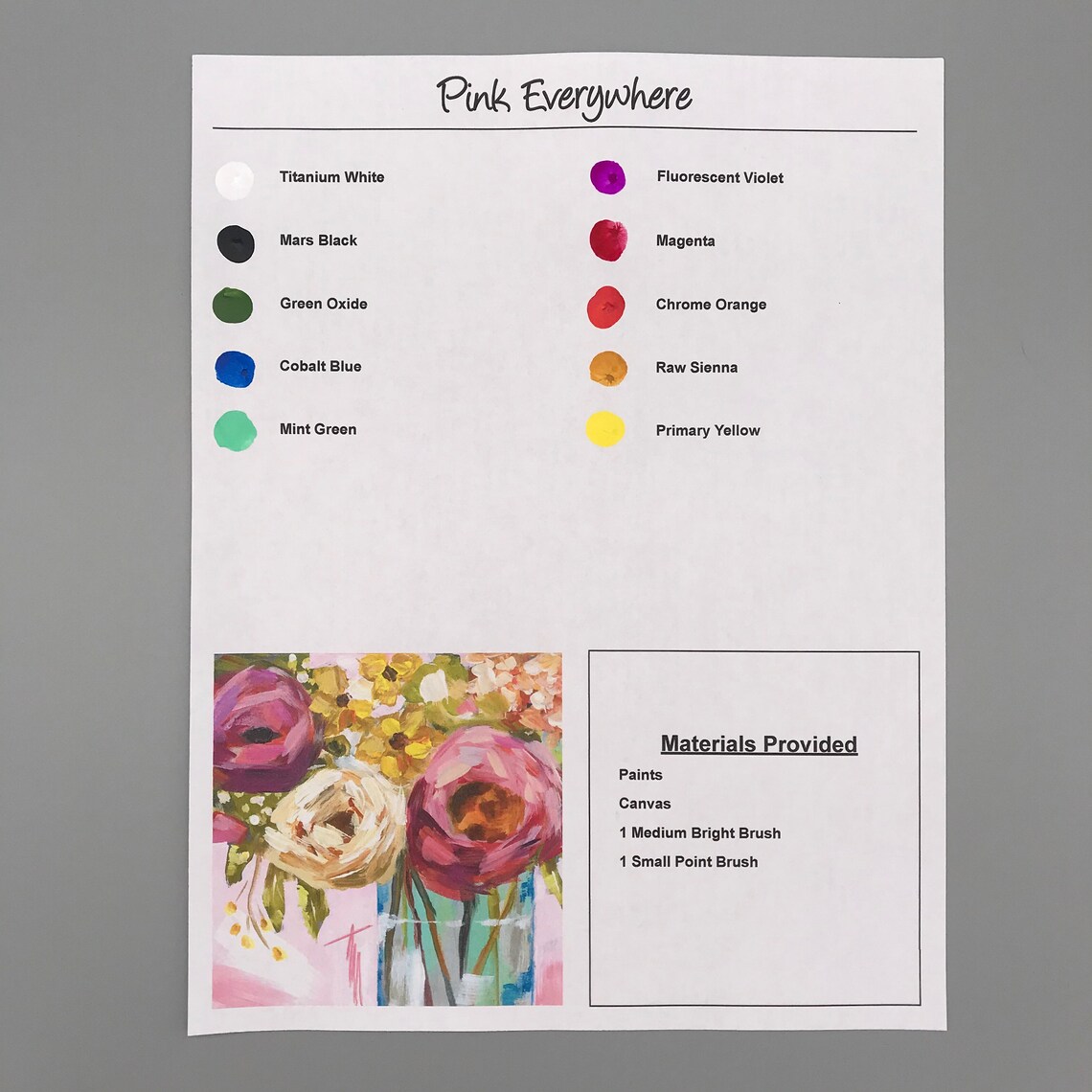 Flower Painting Kit DIY Paint Kits Pink Everywhere - Etsy