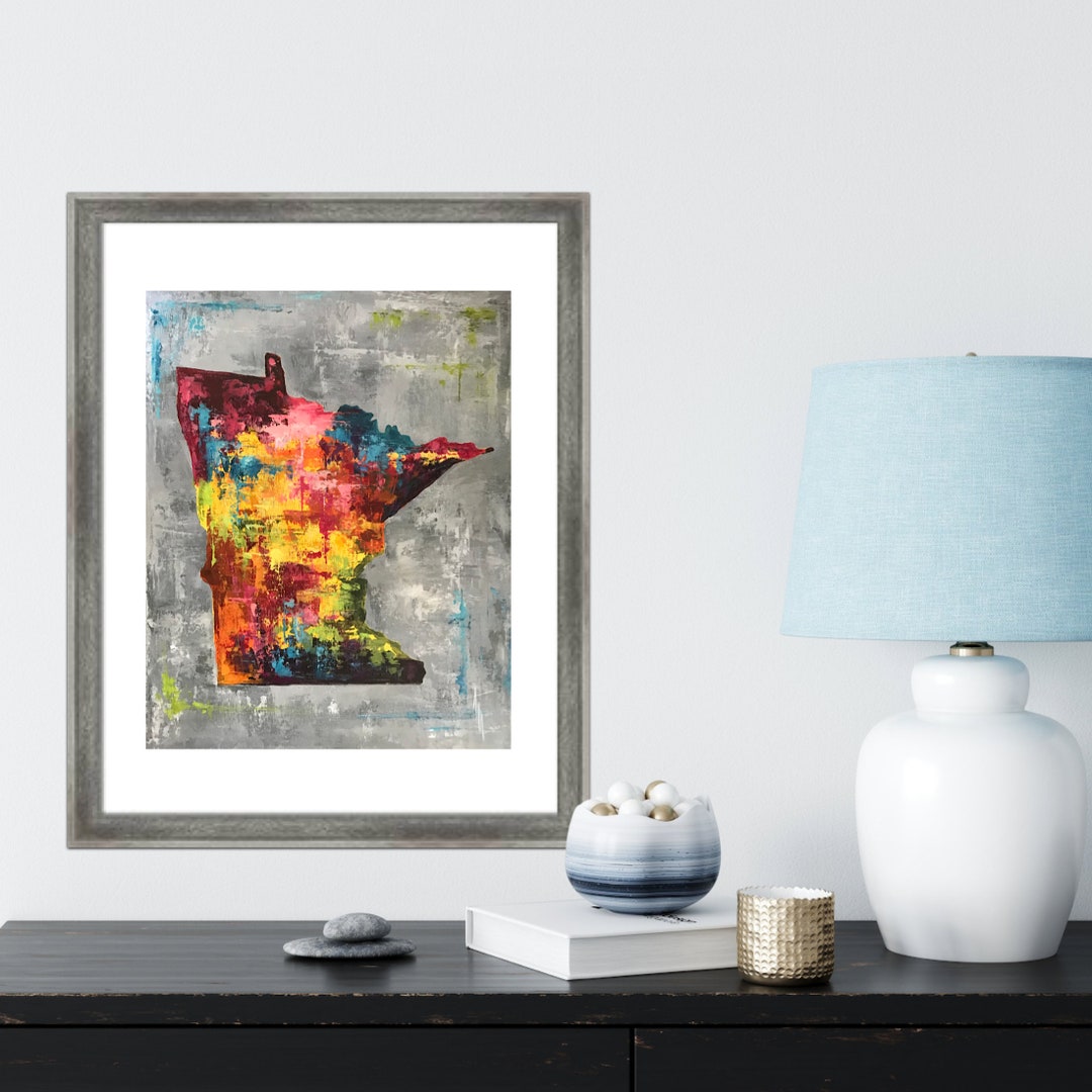 Minnesota Art Print . Home Decor . Souvenir . State Print - Etsy