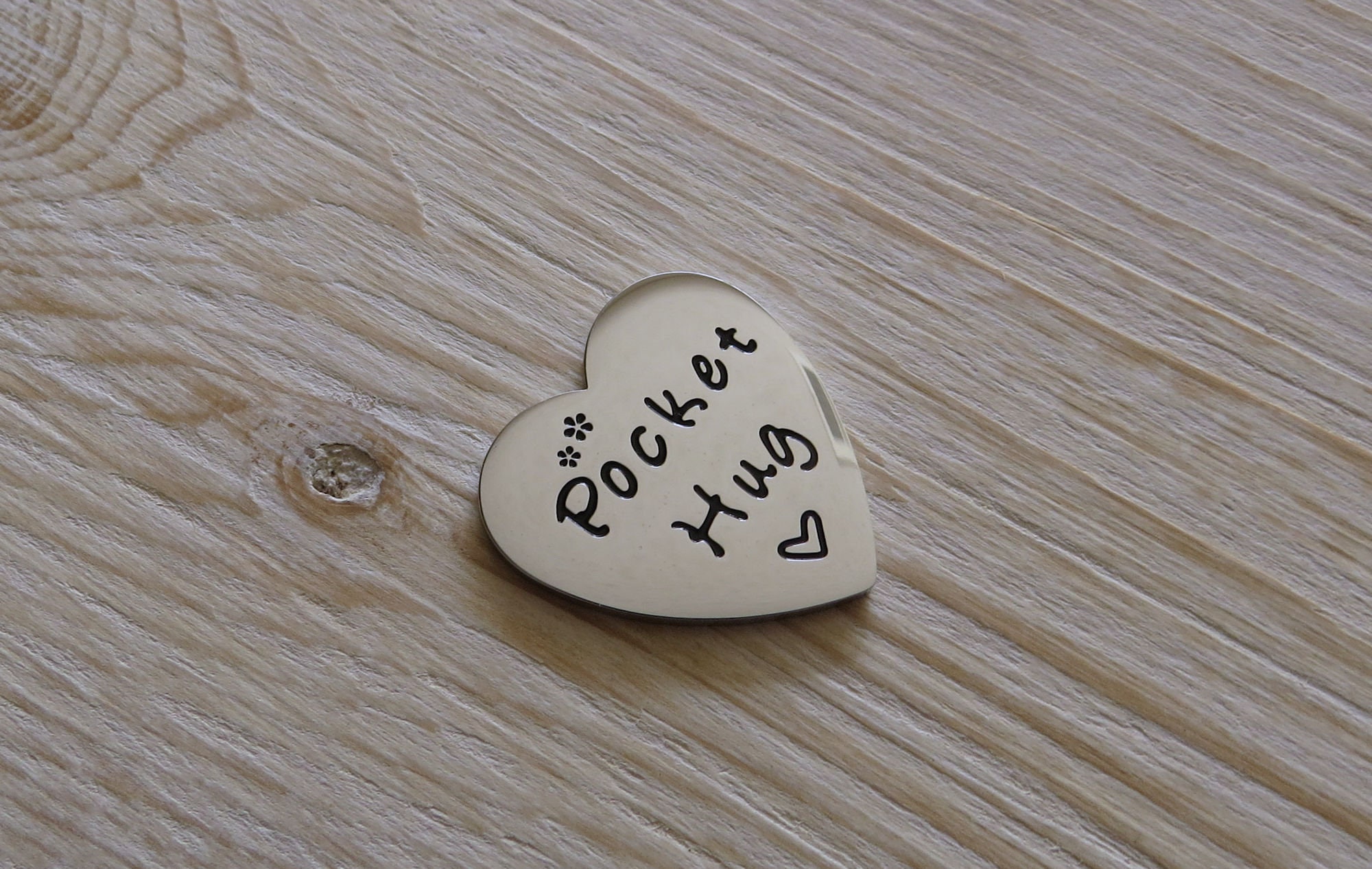 Pocket Hug Heart Token Stainless Steel Pocket Hug for Long Distance ...