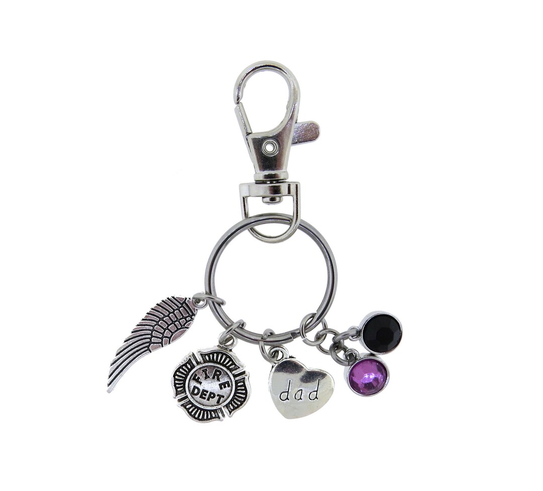 Firefighter Memorial Key Ring, Fallen Firefighter (dad) With Purple and ...