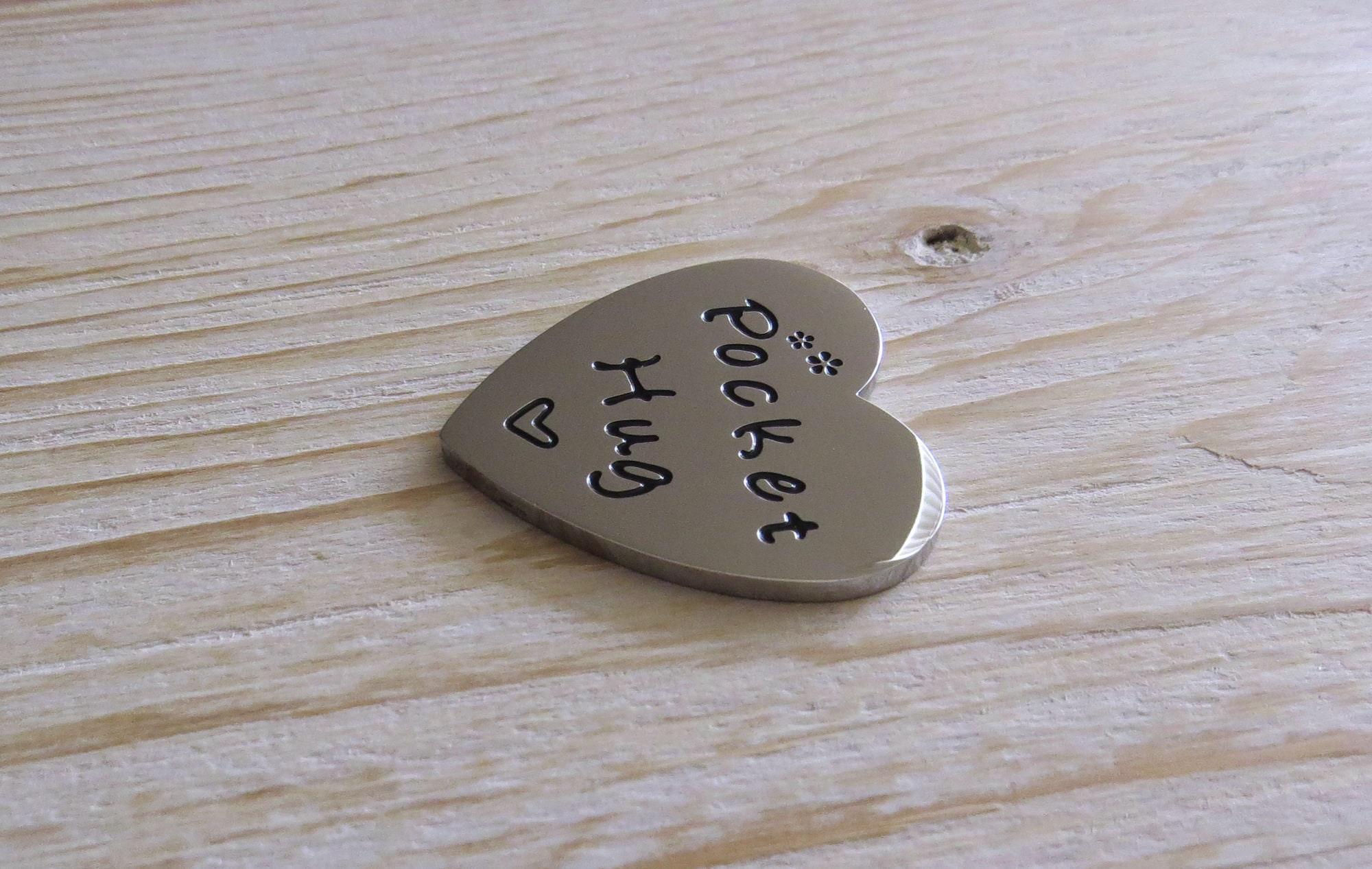 Pocket Hug Heart Token Stainless Steel Pocket Hug for Long Distance ...