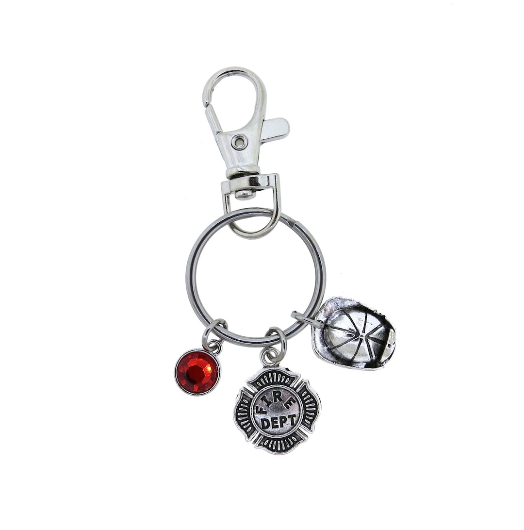 Firefighter Helmet Fireman Shield Keychain, Fireman Academy Stainless ...