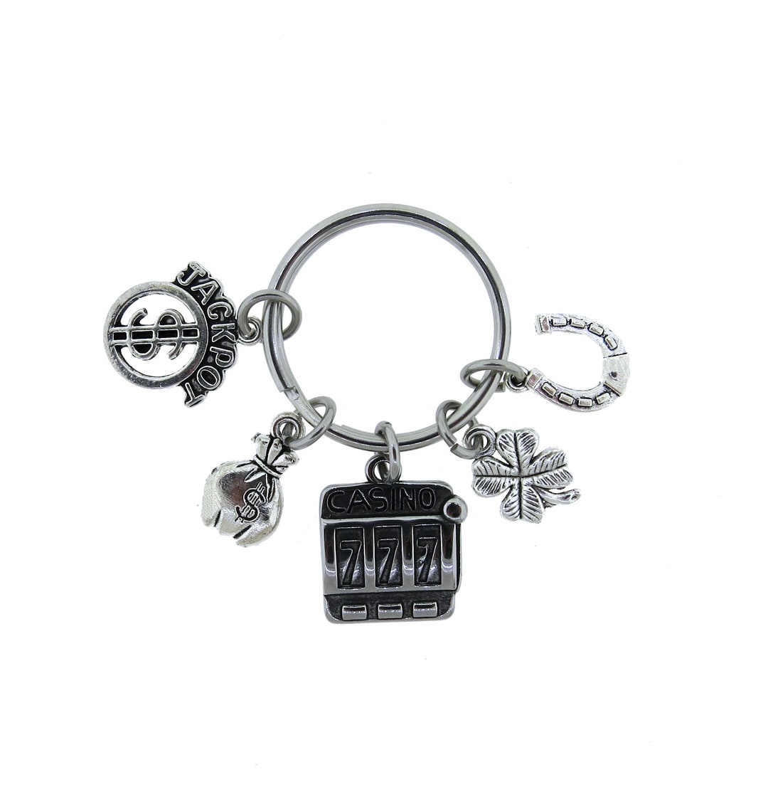 Casino Slot Machine Jackpot Money Bag Stainless Steel Keychain Lucky ...