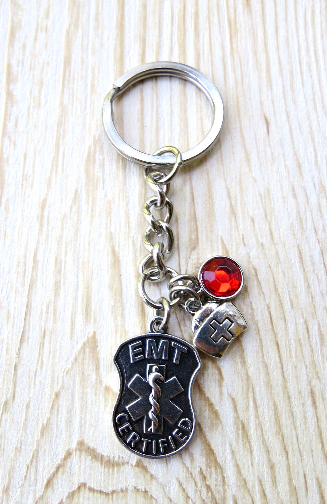 EMT Gift Keychains Red Crystal Emergency Medical Technician School and ...