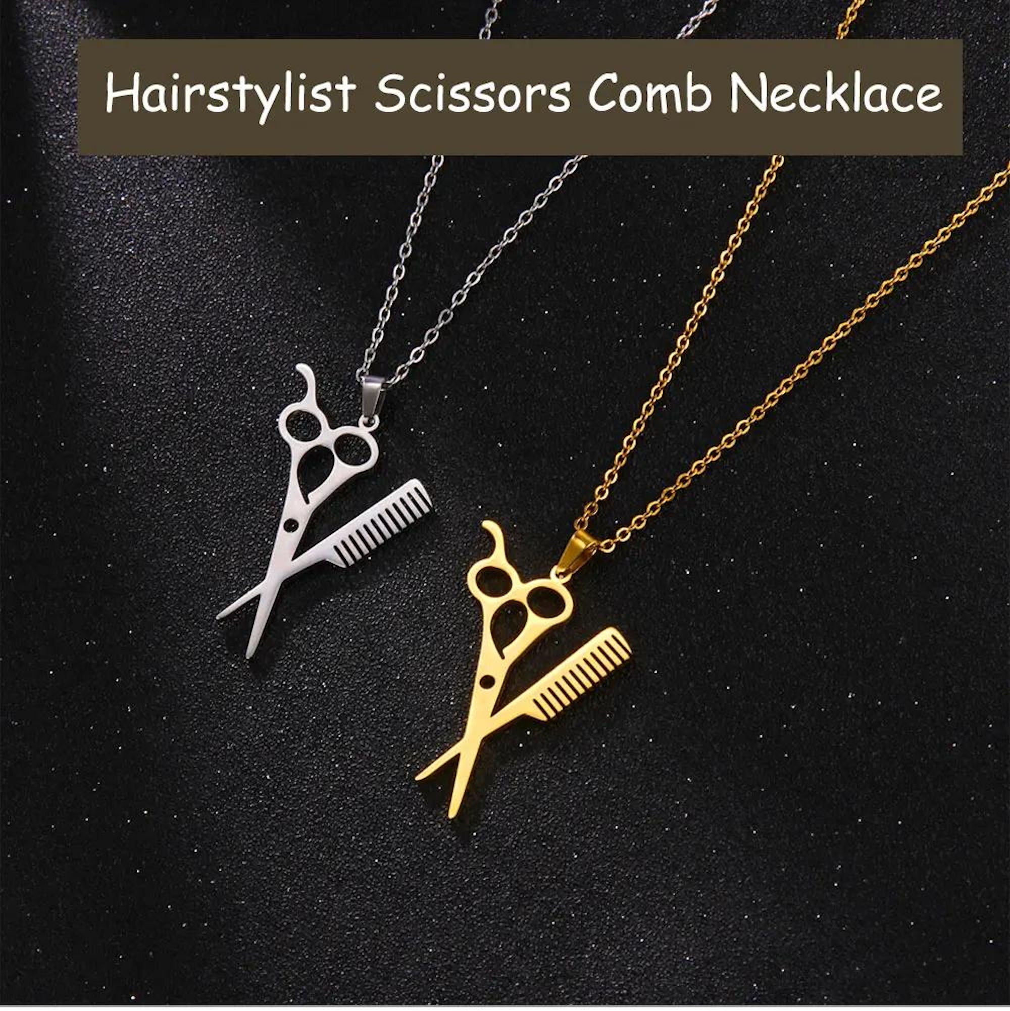 Scissors Comb Combo Stainless Steel Pendant Necklaces for Hair Stylist ...