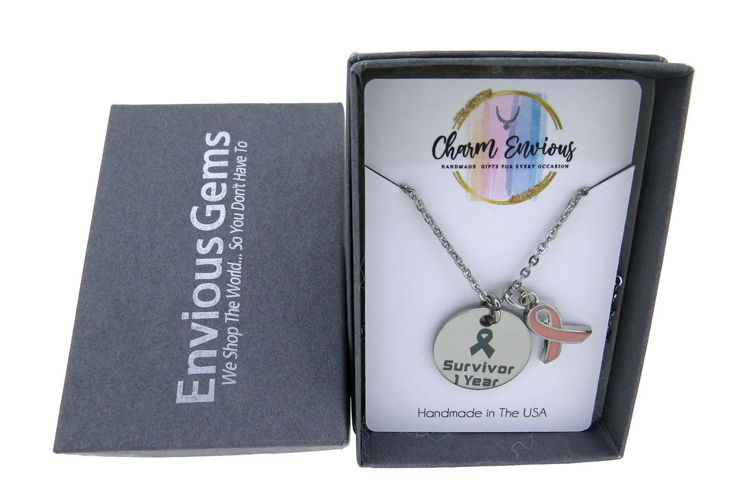 Cancer Survivor Year Breast Cancer Awareness With Pink Enamel Ribbon ...
