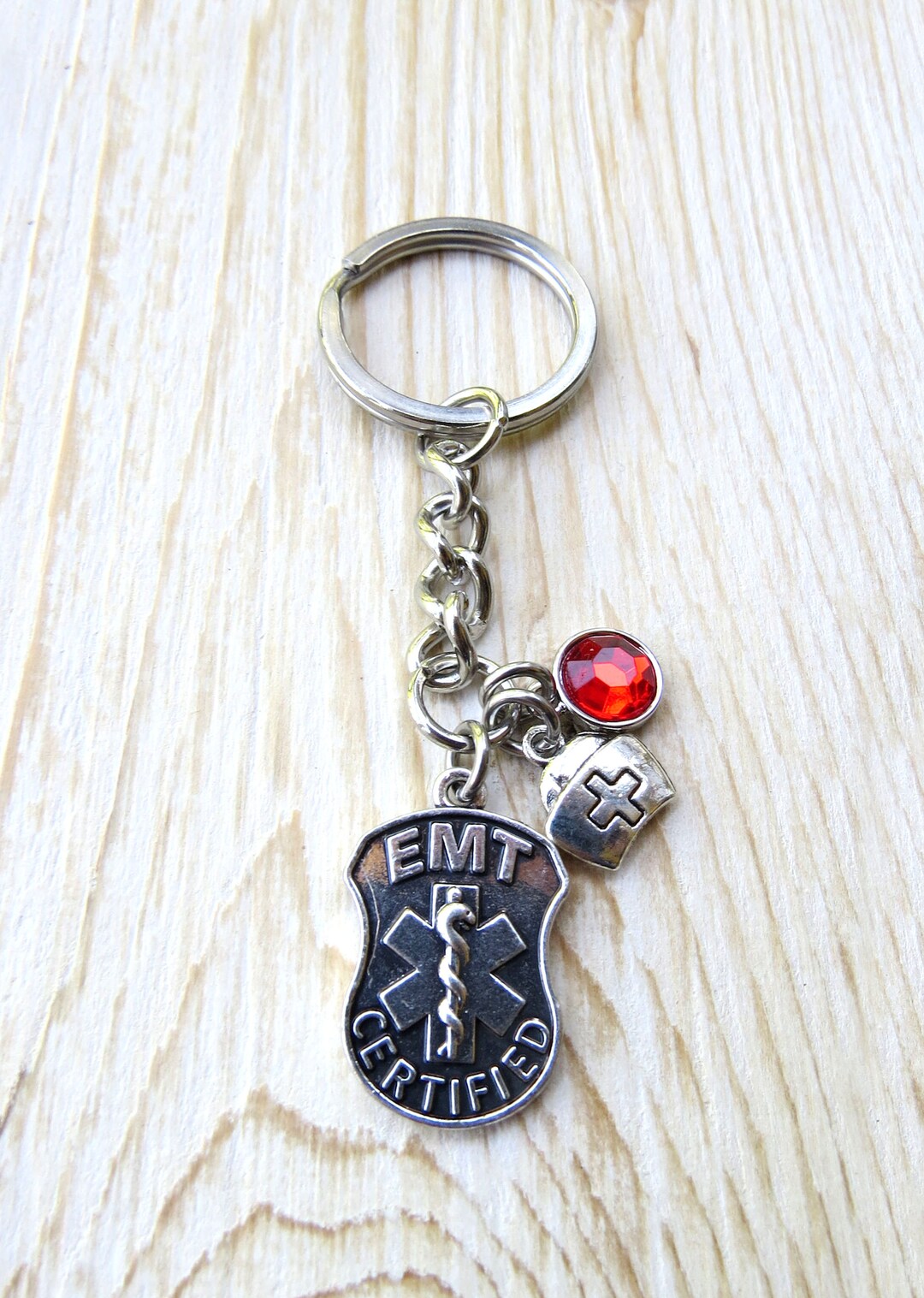 EMT Gift Keychains Red Crystal Emergency Medical Technician School and ...