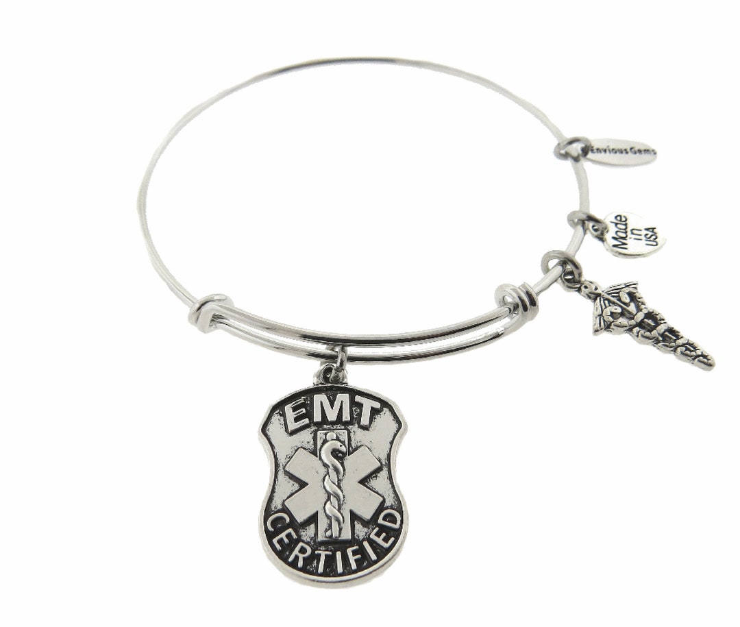 EMT Silver Expandable Stainless Steel Bracelet Emergency Medical ...