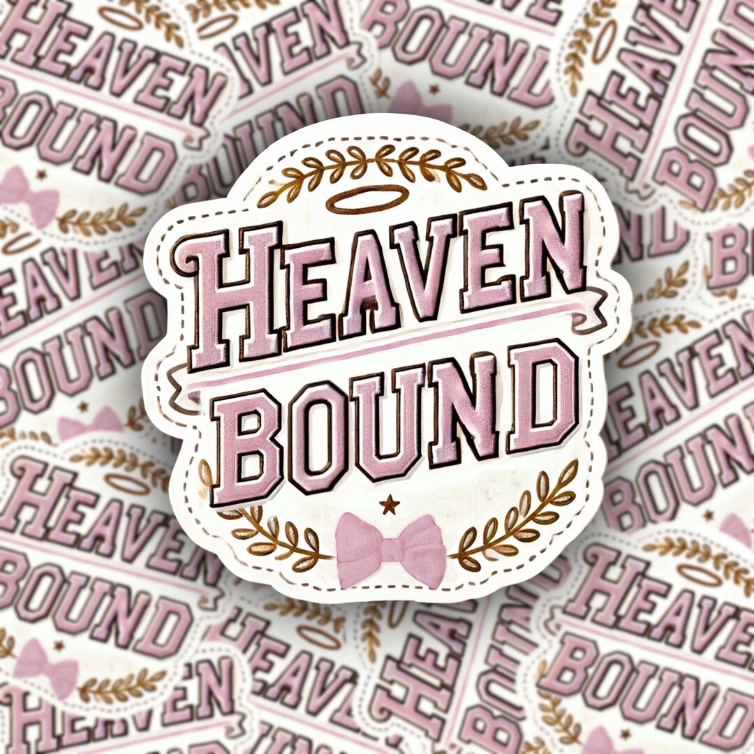 Heaven Bound Sticker - Cute Pink Angel Halo Sticker- Christian Faith ...