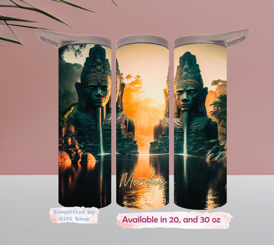 Aztec Maya Statue Guardian Tumbler 20 30oz Straw Lid Insulated Water ...
