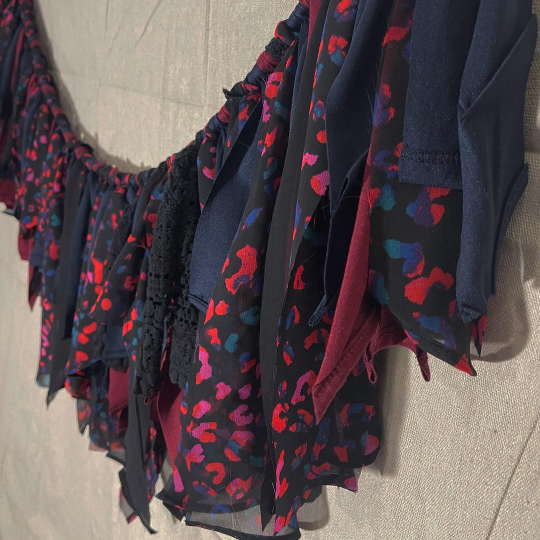 Dark Navy Blue and Maroon Gothic Style Fabric Rag Garland, Upcycled Rag ...