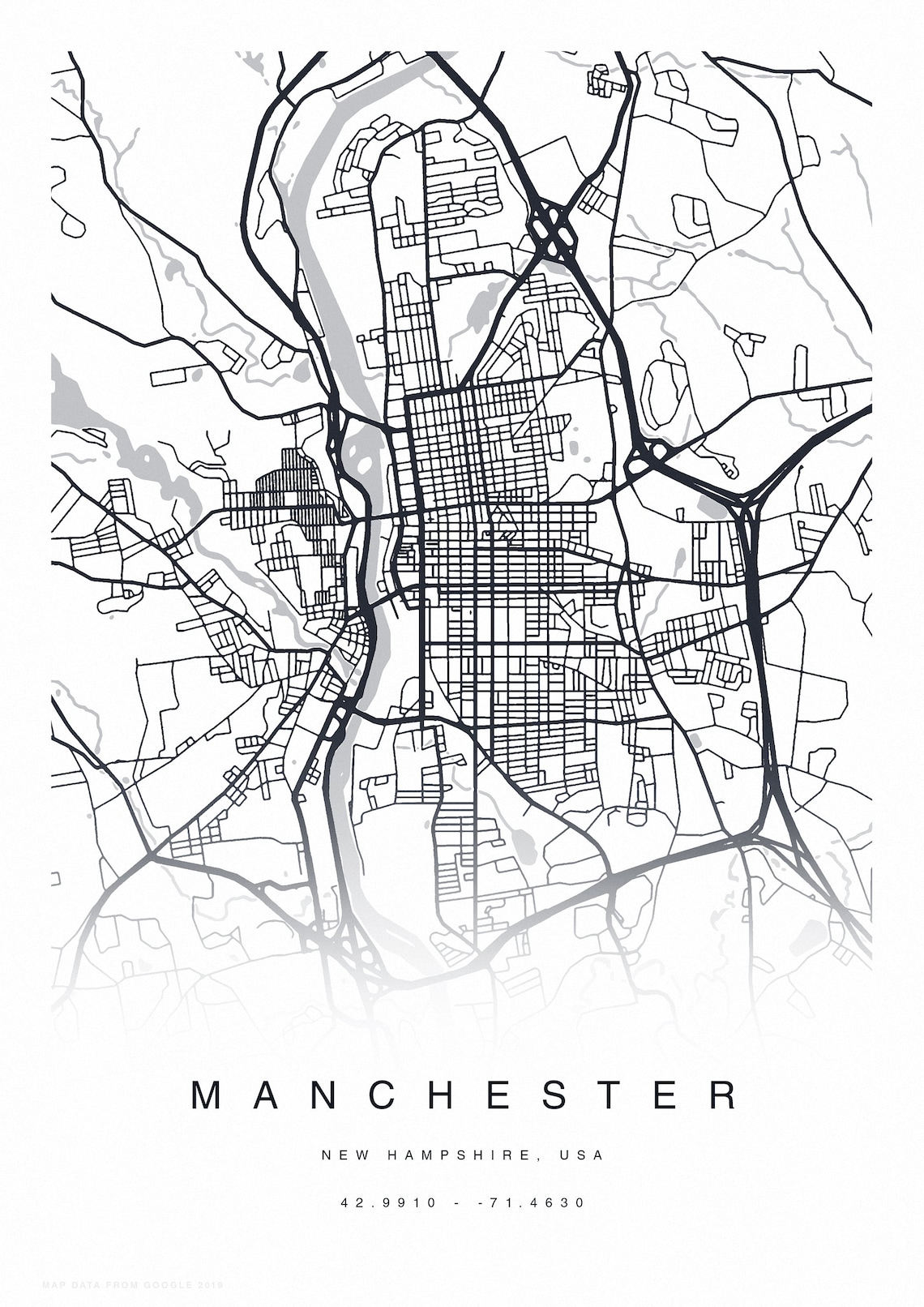 PRINTABLE Manchester Map Print Street Map of Manchester | Etsy