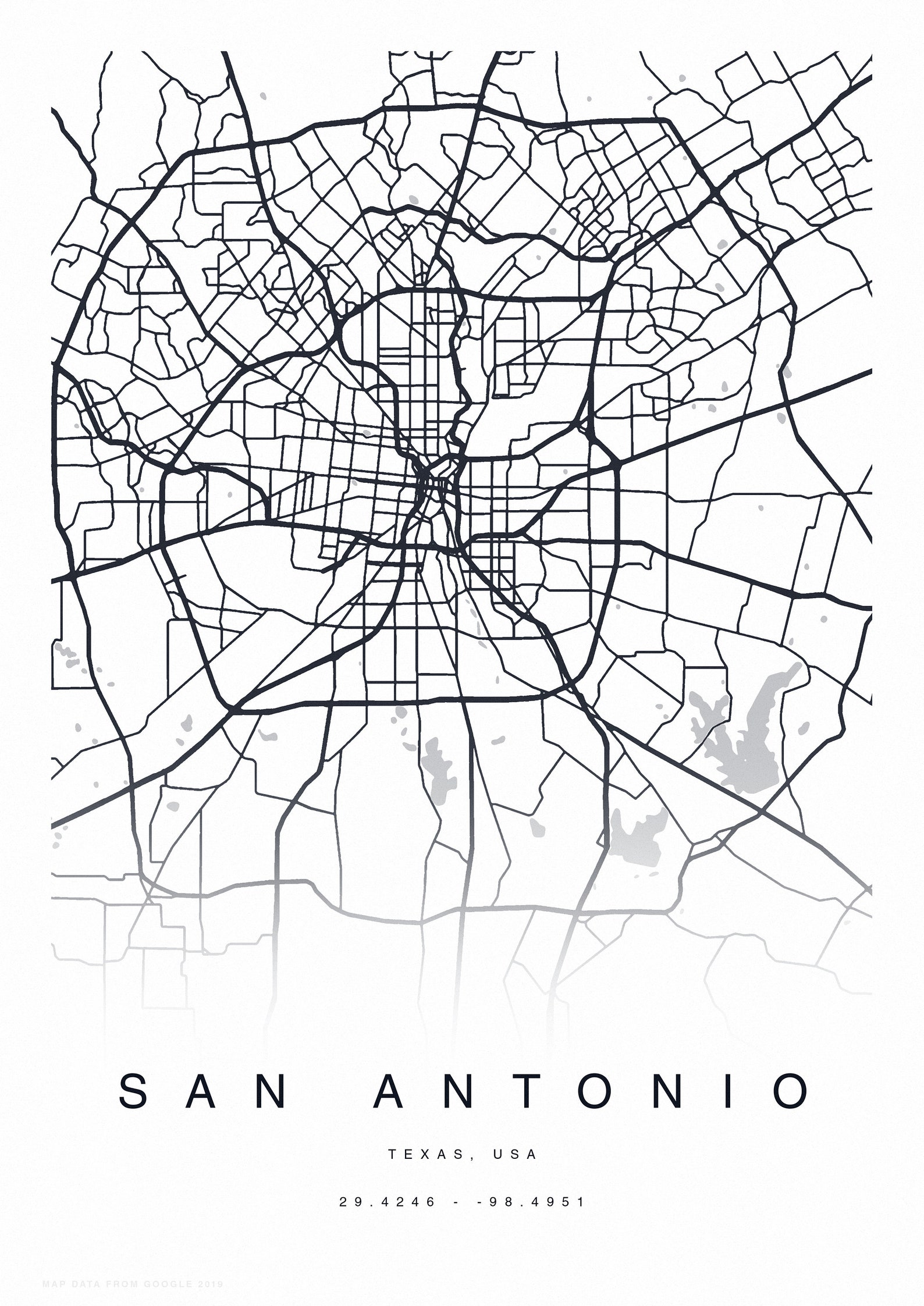 PRINTABLE San Antonio Map Print Map of San Antonio San | Etsy