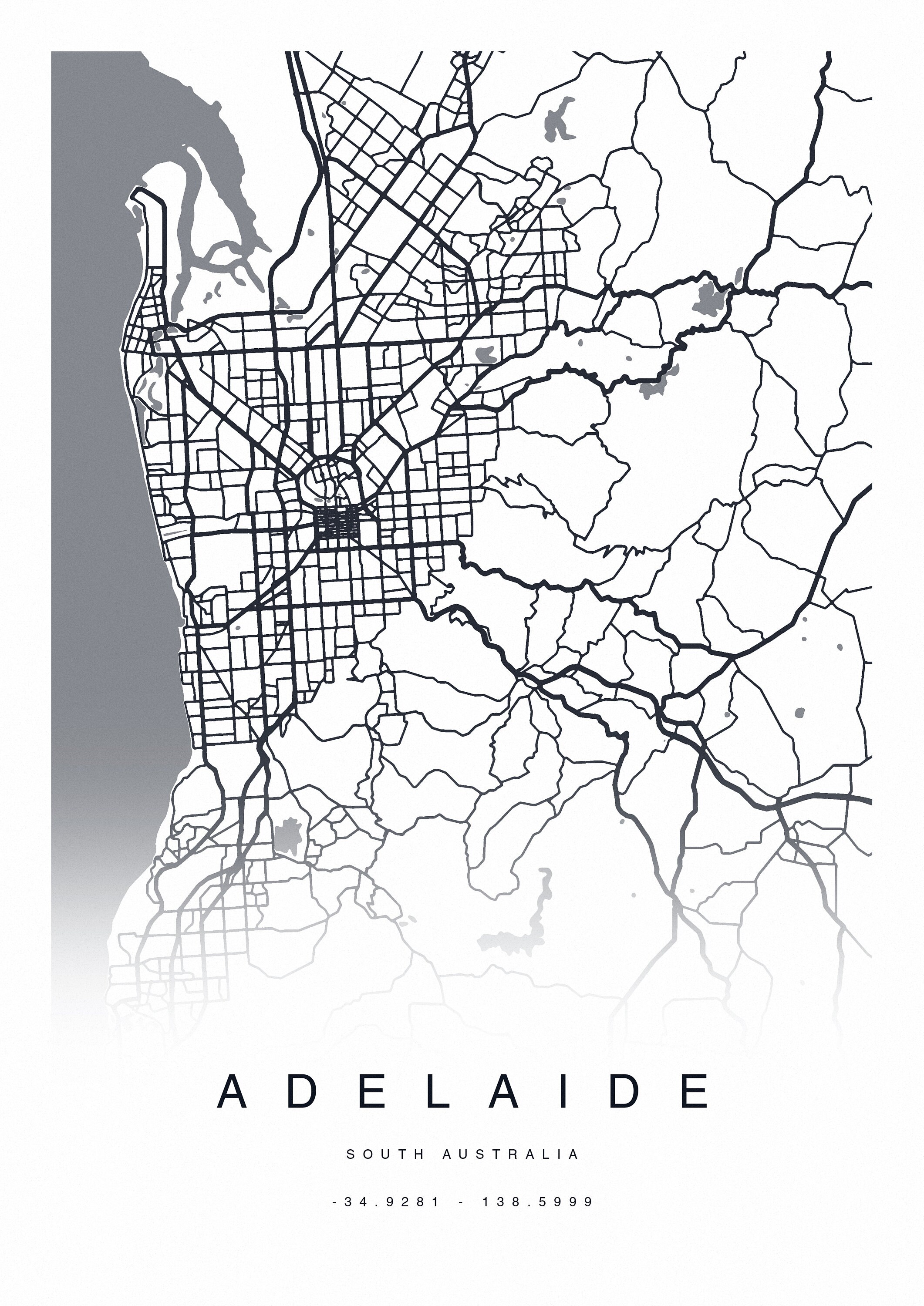 PRINTABLE Adelaide Map Print Map of Adelaide Adelaide Map | Etsy