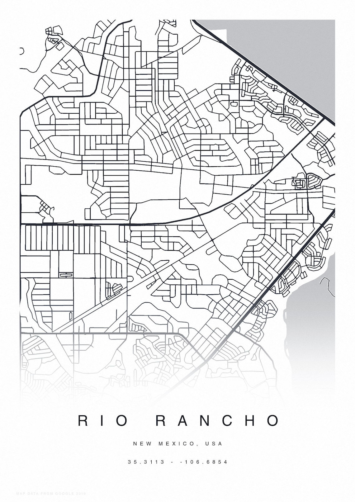 PRINTABLE Rio Rancho Map Print Street Map of Rio Rancho Rio | Etsy