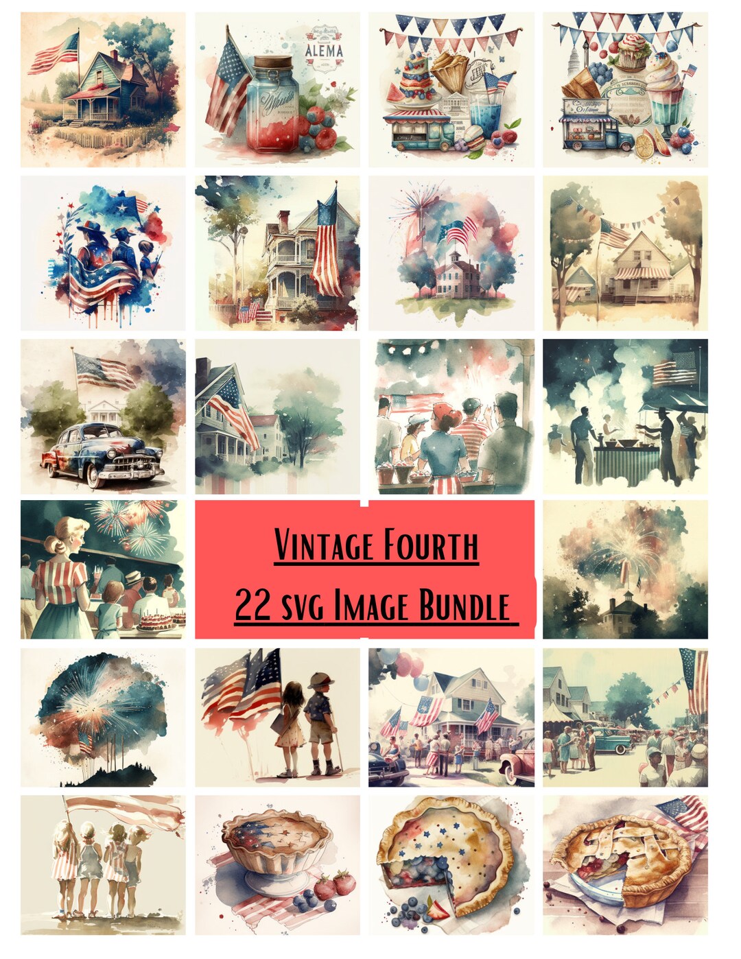 Vintage Fourth of July Americana Digital Art Wallpaper - Etsy