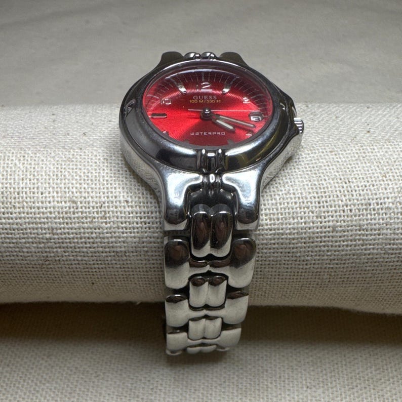 Y2K Vintage Guess Sterling Silver Red Watch - Etsy