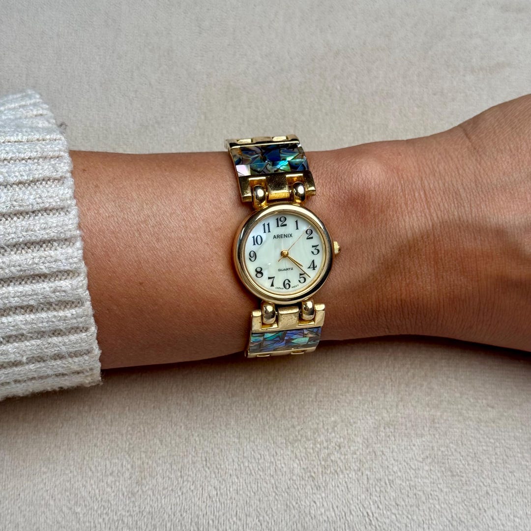 Abalone Modern Arenix Brown Leather and Gold Watch - Etsy