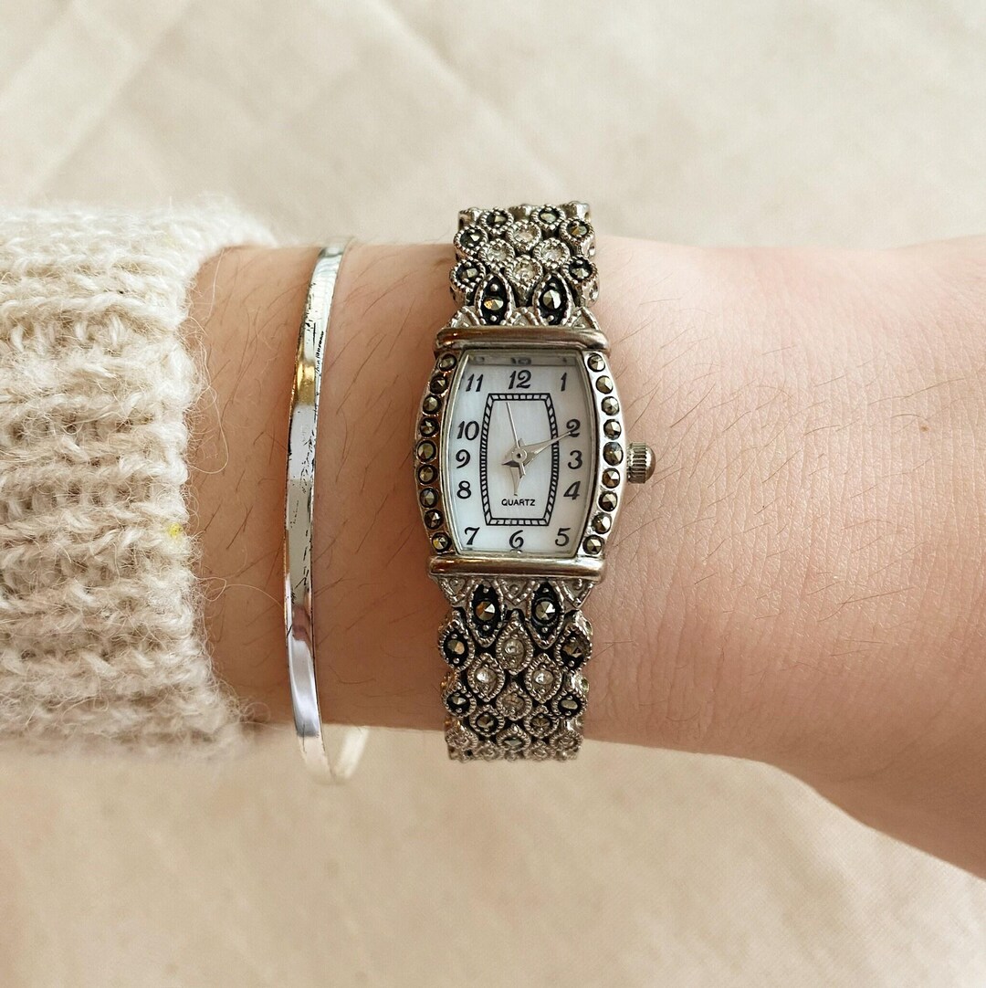 Rare Vintage M.Z Berger, Two Tone Marcasite Quartz - Etsy