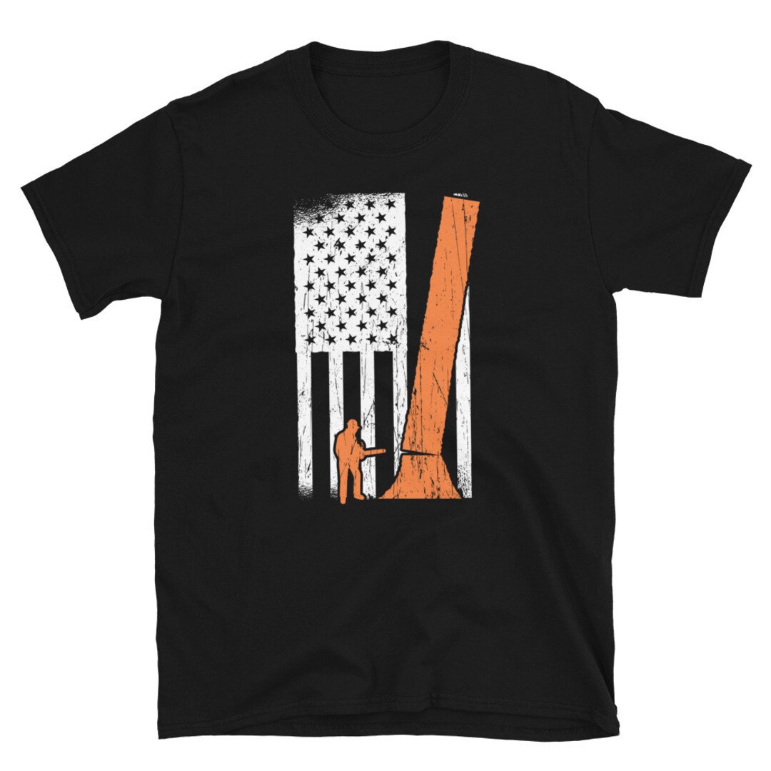 Us Flag Tree Cutting Lumberjack T-shirt - Etsy
