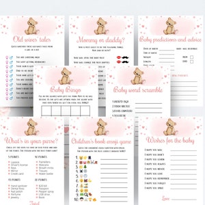 8 Printable Teddy Bear Baby Shower Games Pink Teddy Bear Baby - Etsy UK