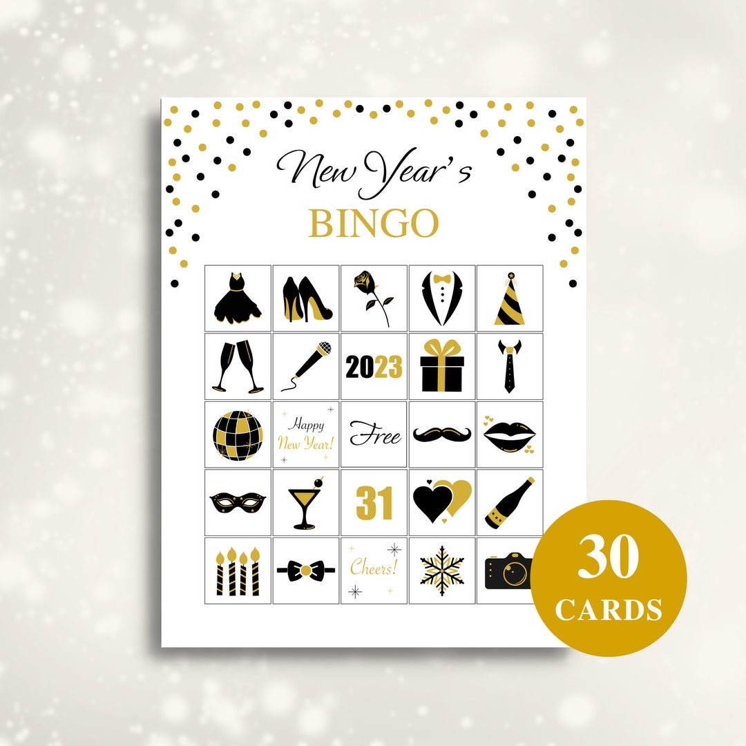 30 Printable New Years Bingo Cards New Years Eve Games New Years Bingo ...
