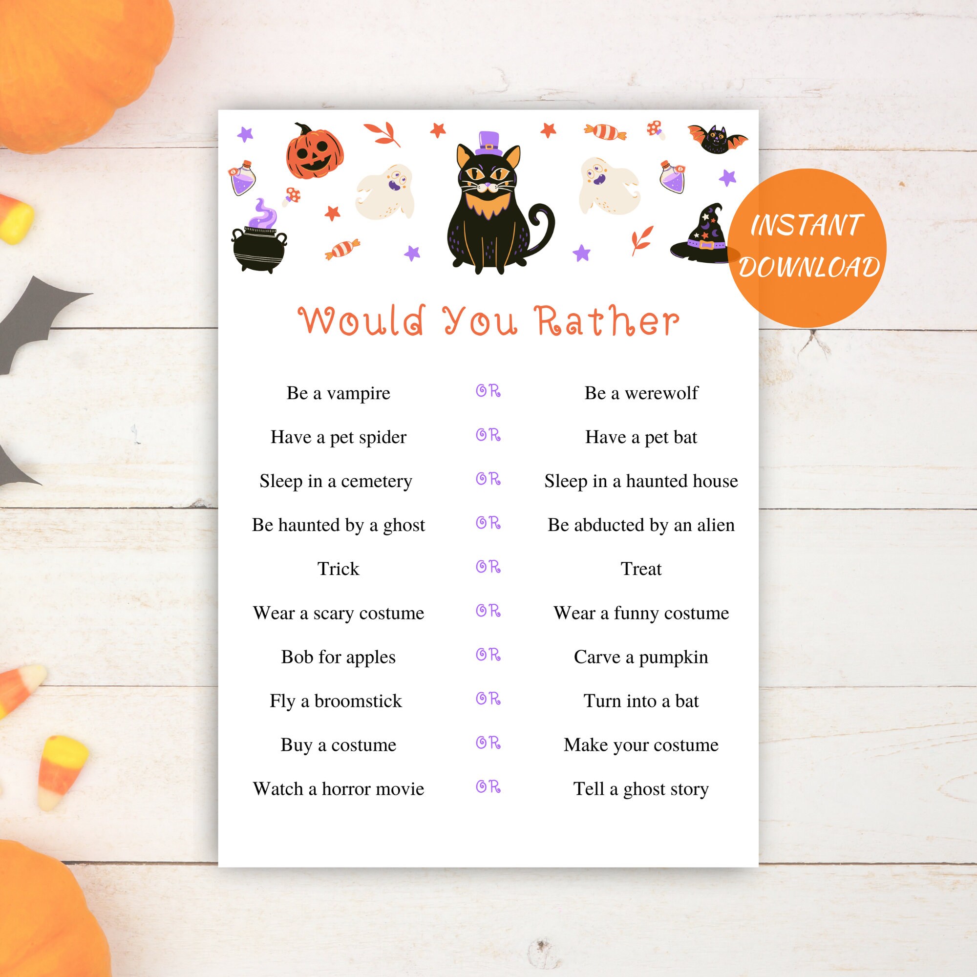 Printable Halloween Would You Rather Game: DOWNLOAD - Etsy