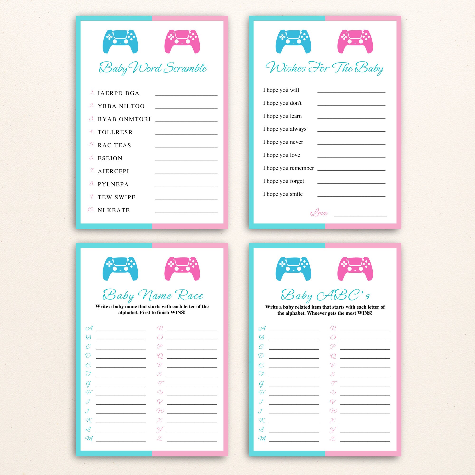 12 Printable Gamer Gender Reveal Games Game Controller Gender Reveal ...
