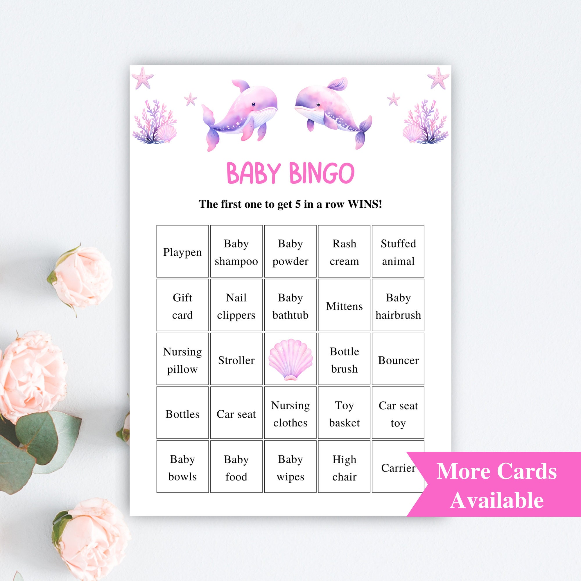 30 Printable Under the Sea Baby Shower Bingo Cards | 5x7'' Prefilled ...