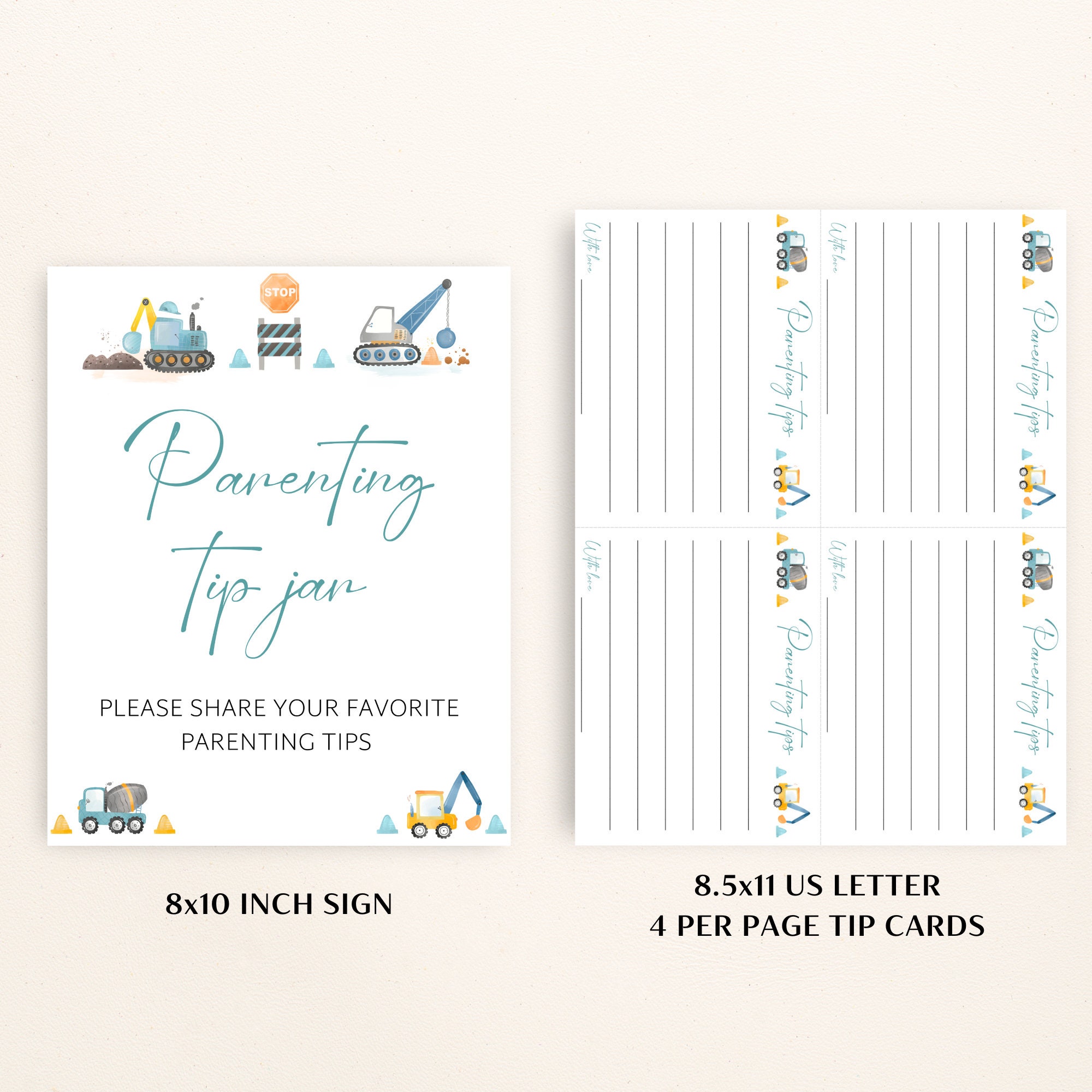 16 Printable Under Construction Baby Shower Table Signs, Truck Baby ...