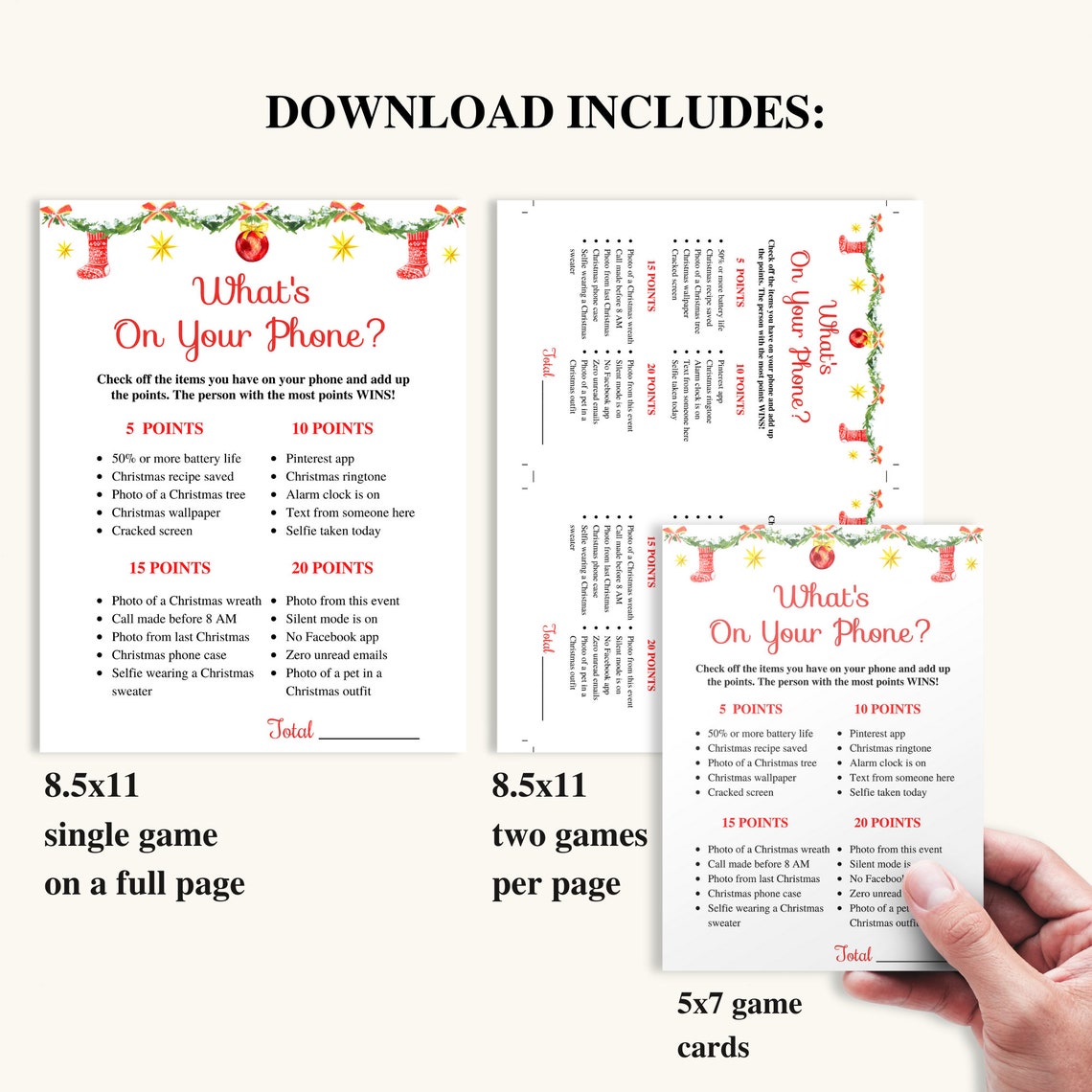 Printable Christmas Game Whats on Your Phone Christmas Party - Etsy