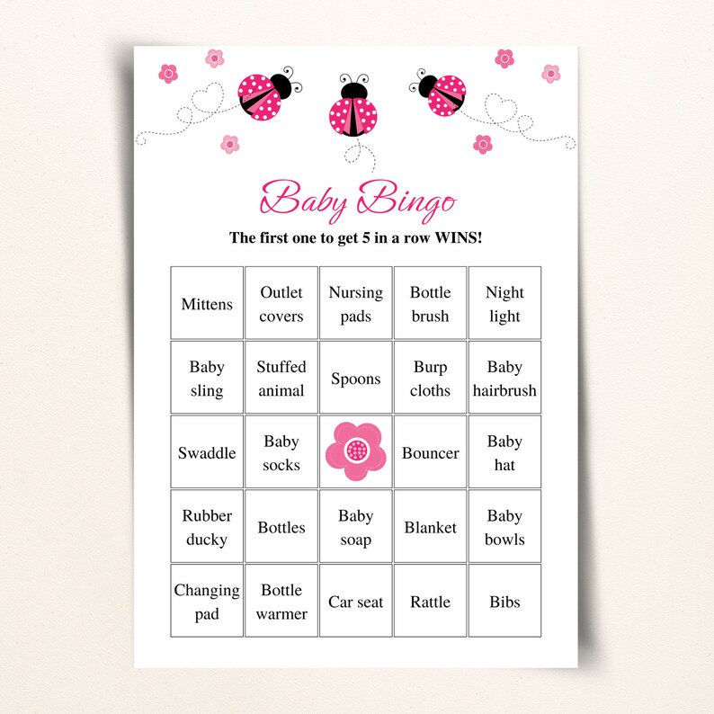 30 Printable Pink Ladybug Baby Shower Bingo Cards - Etsy