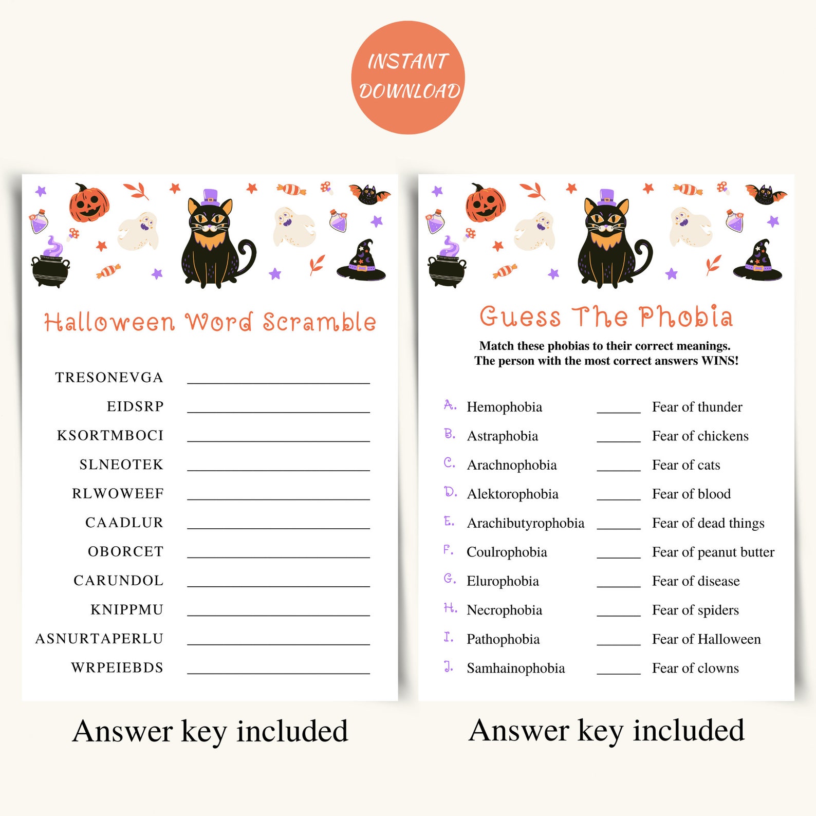 8 Printable Halloween Party Games Family Halloween Game Bundle Kids ...